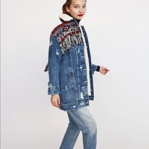 Zara | Jackets & Coats | Zara Denim Fringe Jacket | Poshmark